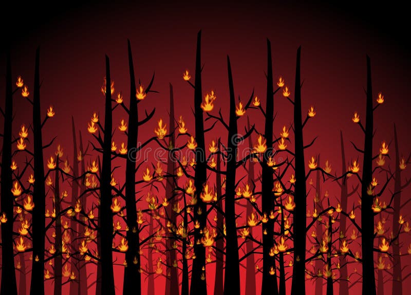 Fire in the Forest Design. Flat Illustration. Stock Vector ...