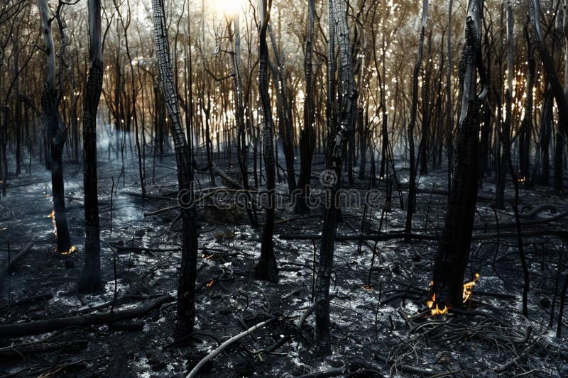 Fire in the Forest, Environmental Protection Stock Illustration ...