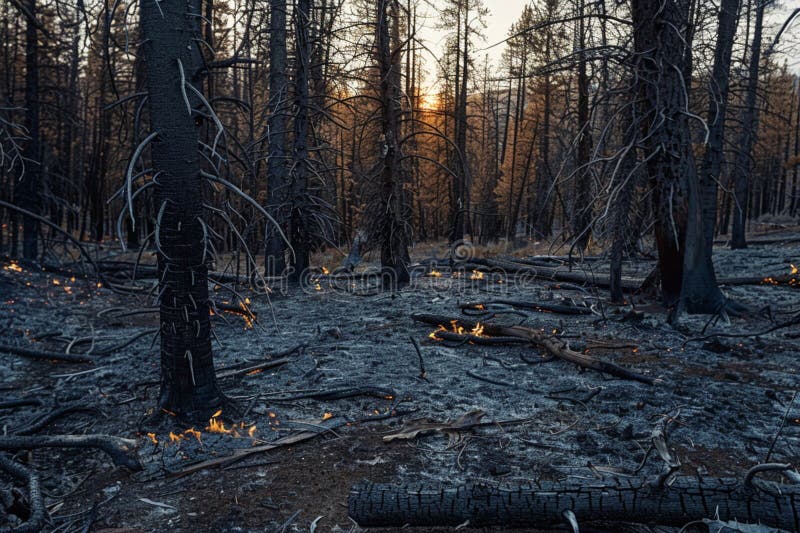 Fire in the Forest, Environmental Protection Stock Illustration ...