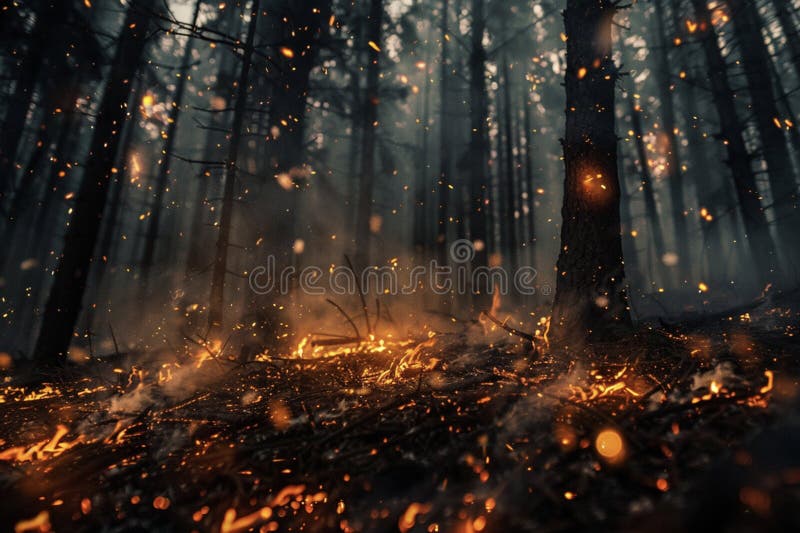 Fire in the Forest, Environmental Protection Stock Illustration ...