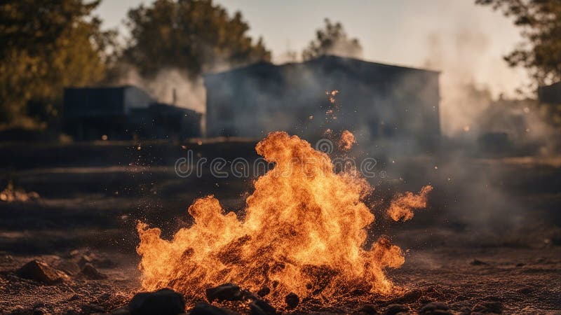 Fire in the Forest a Fire Explosion with a Realistic Effect, Showing ...