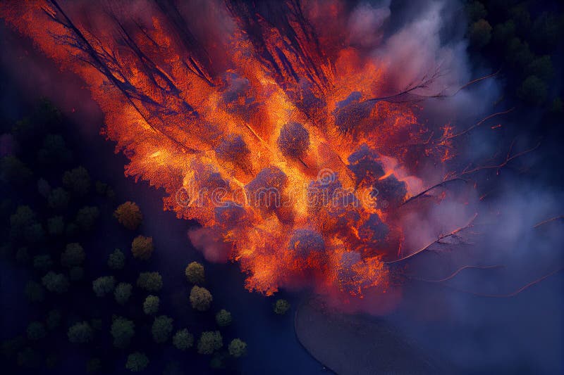 Fire in the Forest: a Flaming Element among the Trees. AI Generated ...