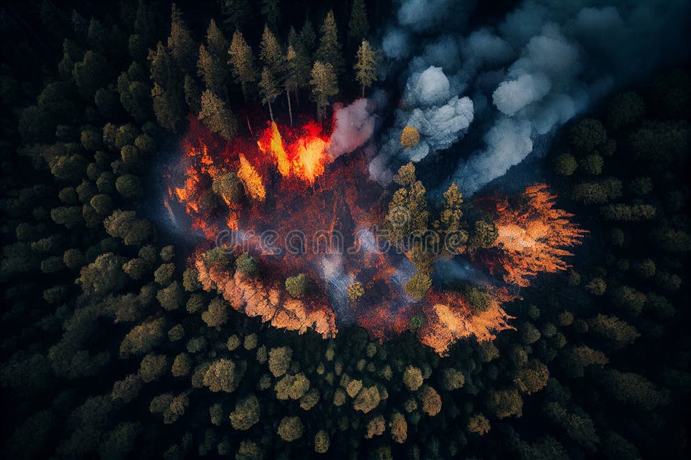 Fire in the Forest: a Flaming Element among the Trees. AI Generated ...