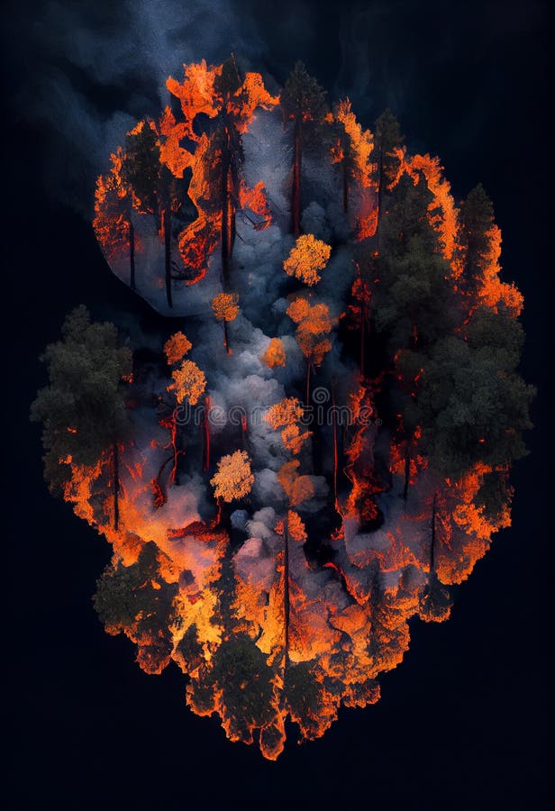 Fire in the Forest: a Flaming Element among the Trees. AI Generated ...