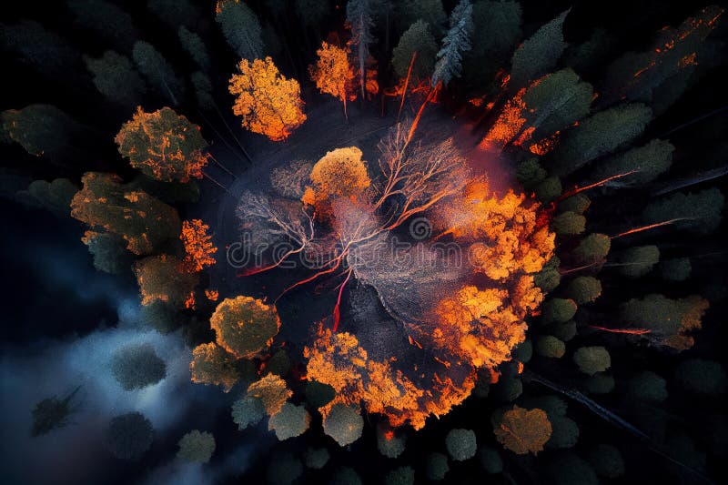 Fire in the Forest: a Flaming Element among the Trees. AI Generated ...