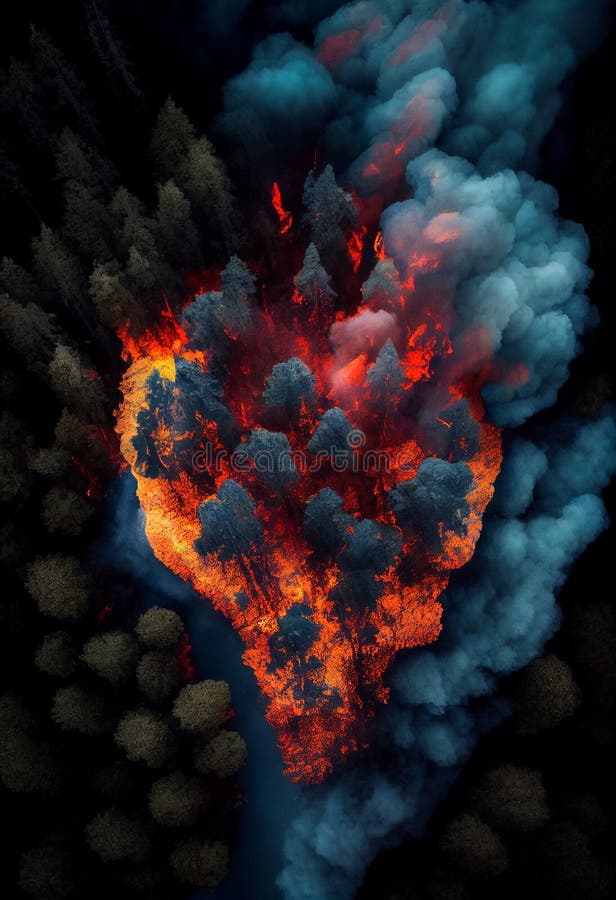 Fire in the Forest: a Flaming Element among the Trees. AI Generated ...