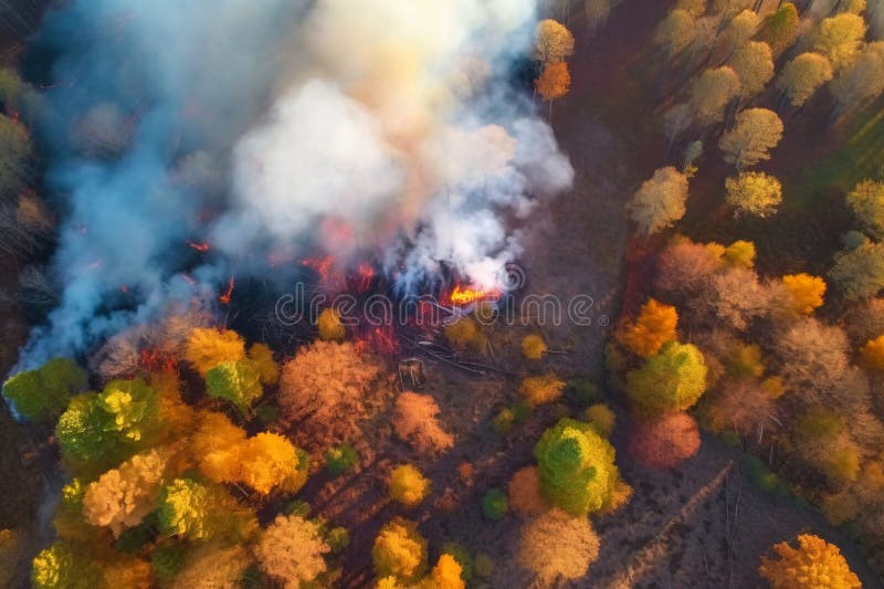 Fire in the Forest in Summer with Smoke, Natural Disaster, Cataclysm ...