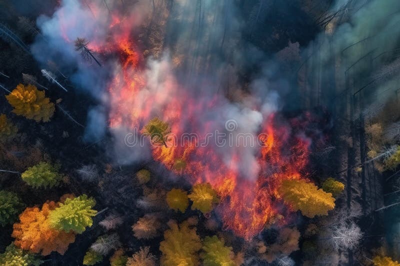 Fire in the Forest in Summer with Smoke, Natural Disaster, Cataclysm ...
