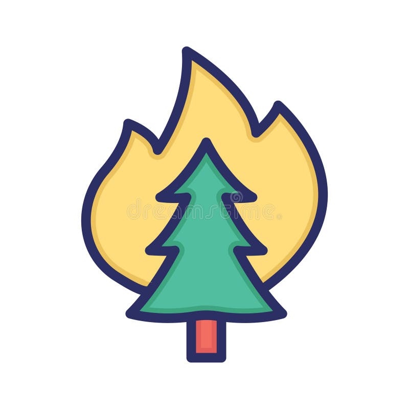Fire, Forest, Tree, Wildfire Fully Editable Vector Icon Stock Vector ...