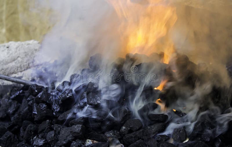 Fire in forge stock image. Image of metal, anvil, molten - 94753477