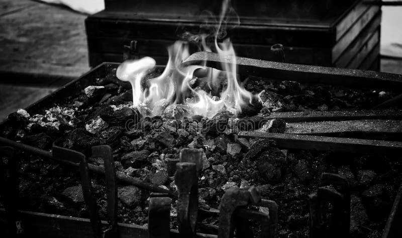 Fire in the forge stock image. Image of bright, forging - 191418757