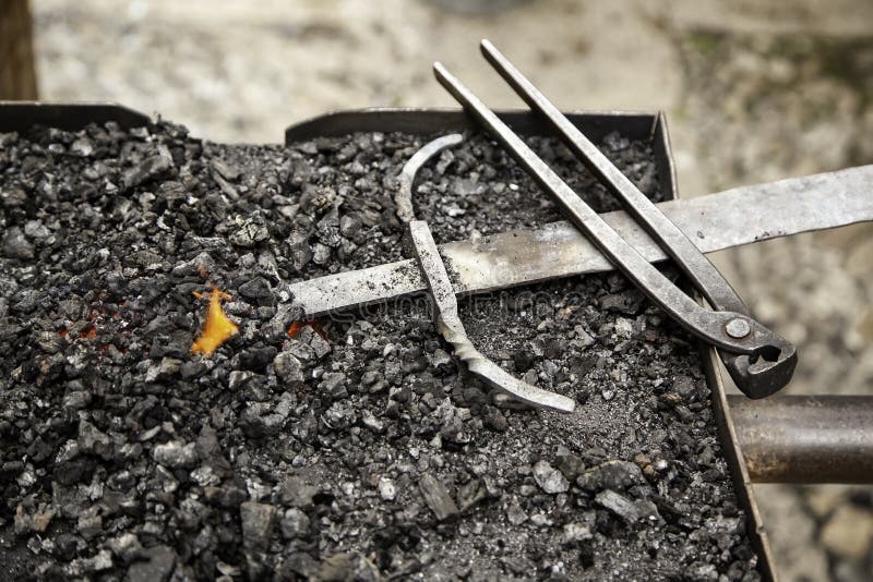 Fire in the forge stock image. Image of manufacture - 168323399