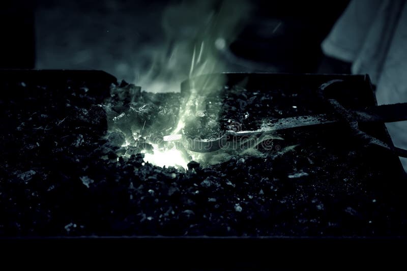 Fire in the forge stock image. Image of manufacture - 196088563
