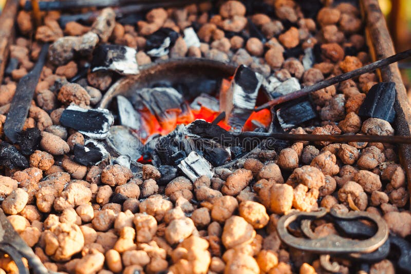 The fire in the forge stock image. Image of burnt, glow - 118430757