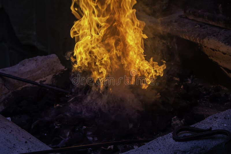 Fire in forge stock photo. Image of heavy, bright, craftsmanship ...