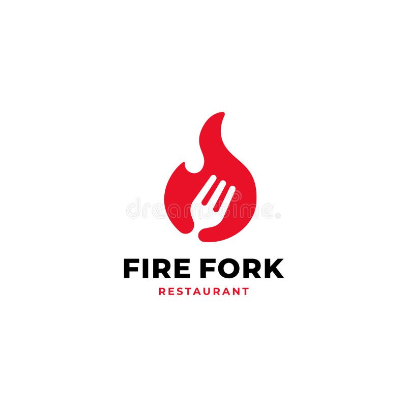 Fire Fork Vector Logo Design for Fresh Food Restaurant Brand Identity ...