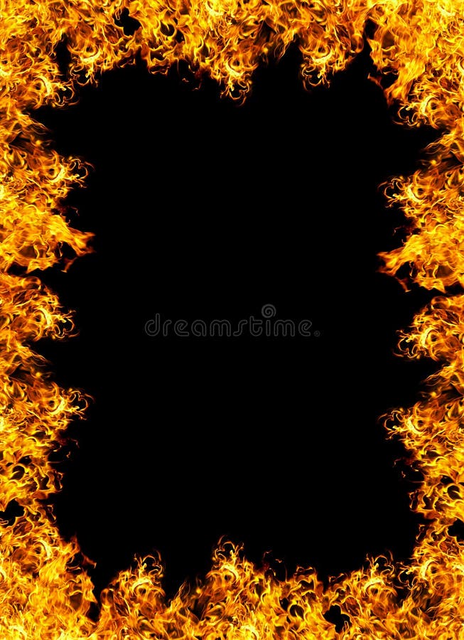 Fire Frame on a Black Background Stock Photo - Image of yellow, frame ...