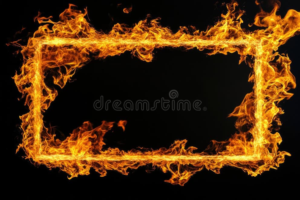 Fire Frame Black Background Stock Image - Image of frame, warm: 376276881