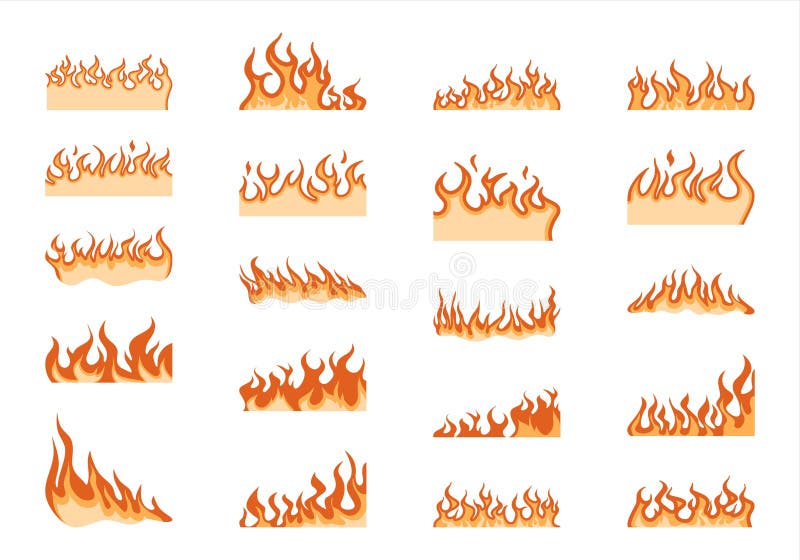Fire Frame Border Element Shape Set Stock Vector - Illustration of ...