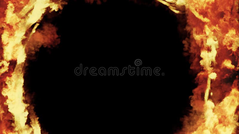 Fire Frame, Burning Circle Animated on Black Background, Loop. High ...