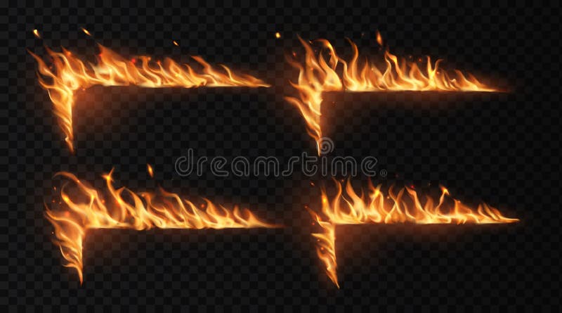 Fire Frame Corners, Realistic Flaming Frame Border Stock Vector ...