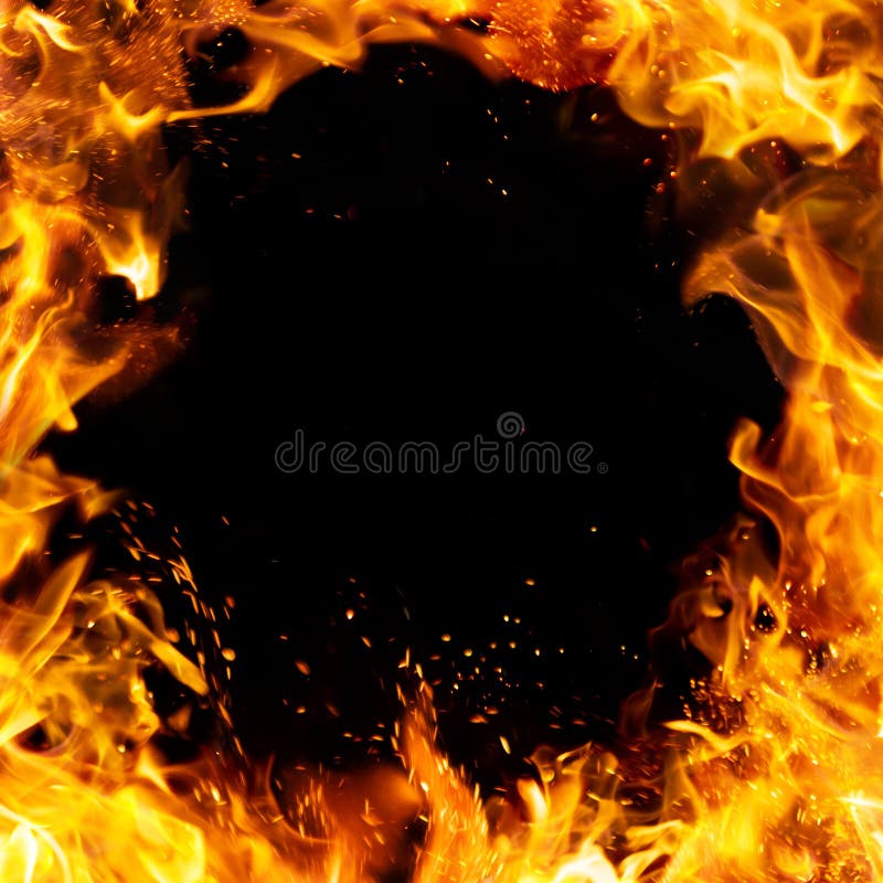 Fire frame with sparks stock image. Image of inferno - 154802429