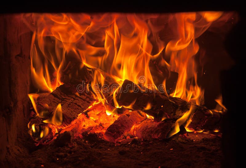 Fire in the furnace stock photo. Image of wood, flame - 16085010