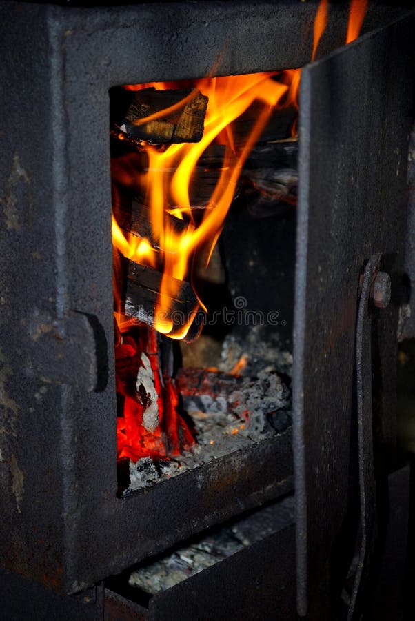 Fire in the furnace stock image. Image of dark, heat - 17301305