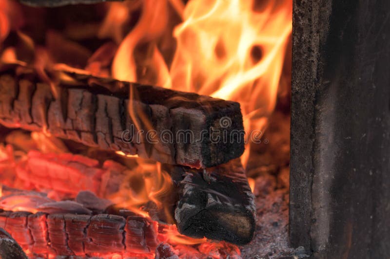 Fire in big furnace stock photo. Image of burn, blowing - 12280156