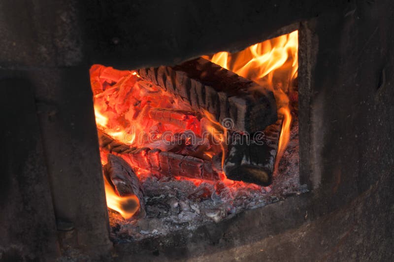 Fire in big furnace stock photo. Image of burn, blowing - 12280156