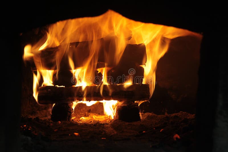 Fire in the furnace stock photo. Image of bright, abstraction - 64246454