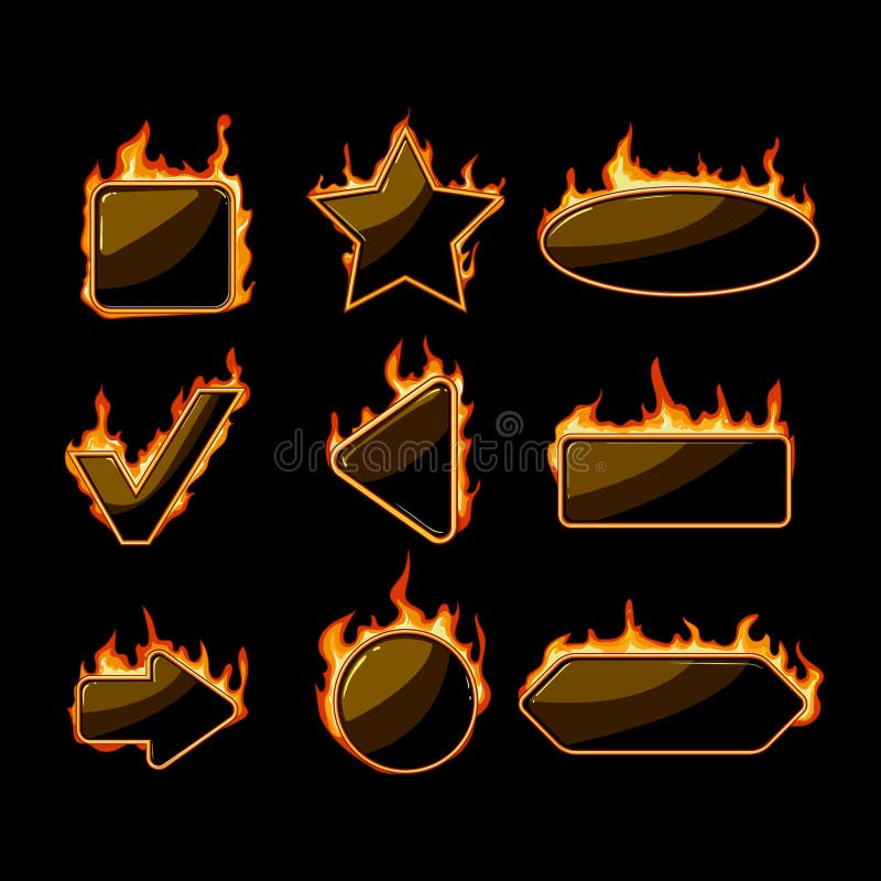 Fire Game Button Set Cartoon Vector Illustration Stock Vector ...