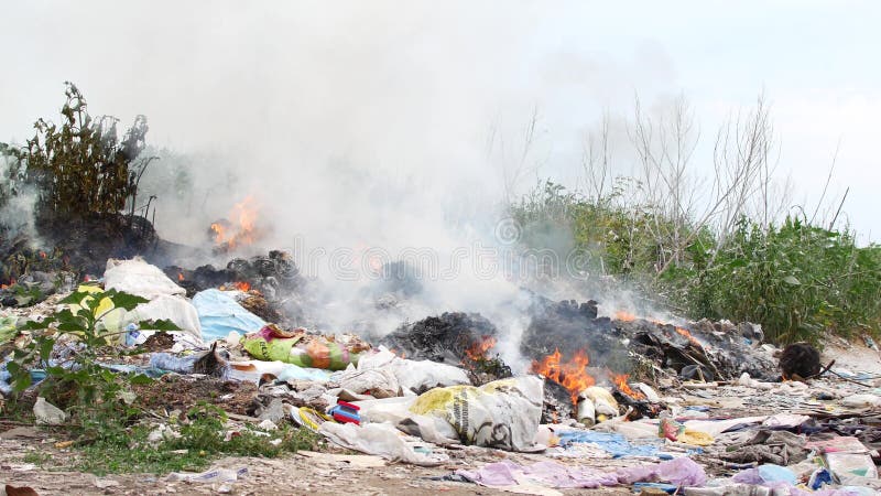 Fire at the Garbage Dump. Burning Garbage, Ecology in Danger Stock ...