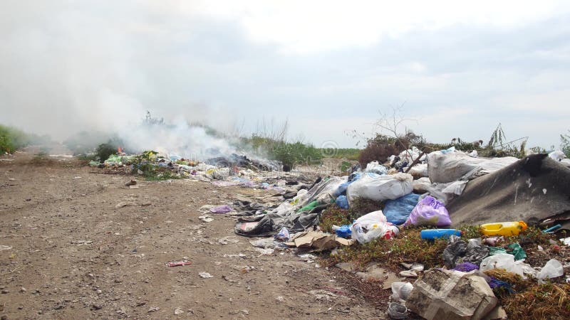Fire at the Garbage Dump. Burning Garbage, Ecology in Danger Stock ...
