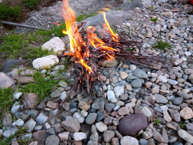 Fire in the garden stock image. Image of wooden, romania - 218236385