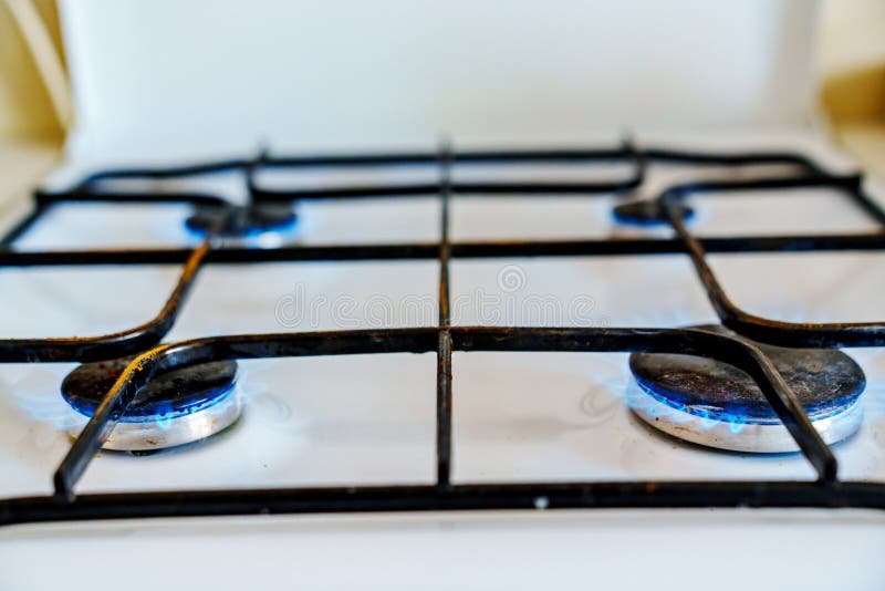 The Fire of the Gas Burner on the Stove. Use of Gas for Cooking and ...