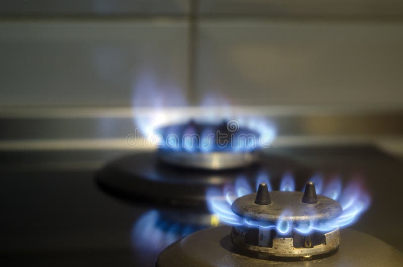 Fire on the Gas Stove Burner Stock Photo - Image of flame, cooker ...