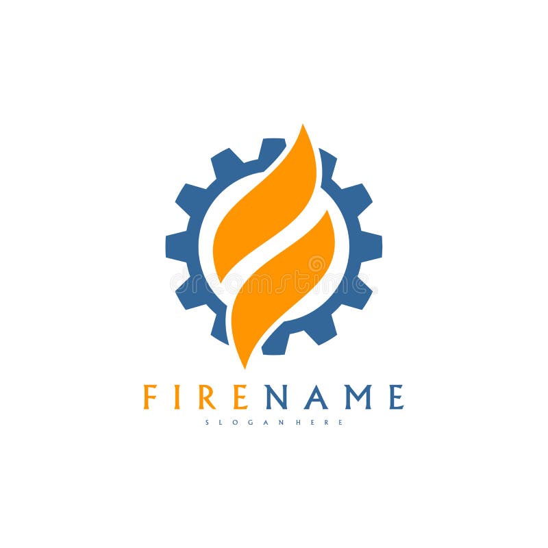 Fire Gear Logo Designs Vector, Fire Industry Logo Template Stock ...