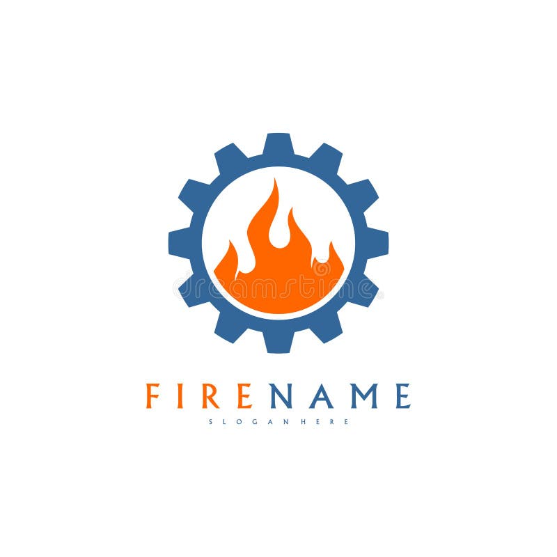 Fire Gear Logo Designs Vector, Fire Industry Logo Template Stock ...