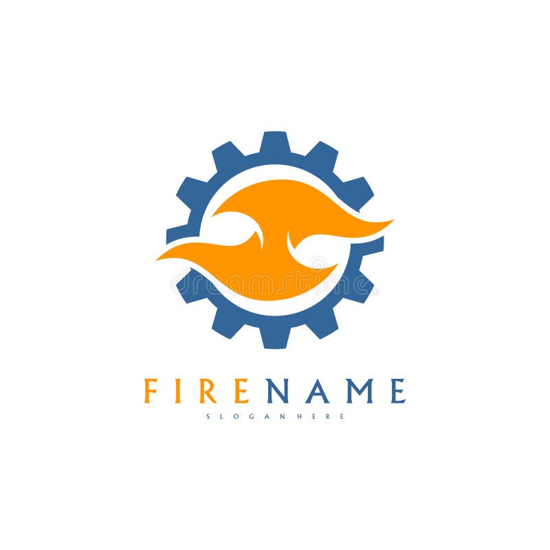 Fire Gear Logo Designs Vector, Fire Industry Logo Template Stock ...