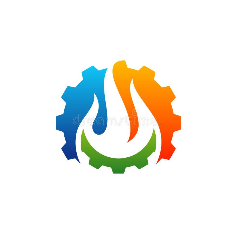 Fire with Gear Logo Vector. Flame Logo Design Template Stock Vector ...