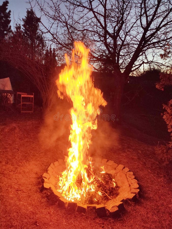 Fire ghost in the garden stock photo. Image of fire - 245057174