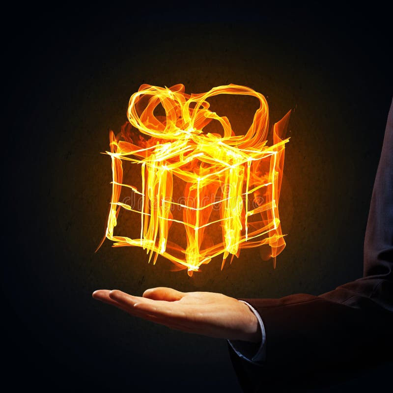 Fire gift box stock photo. Image of dark, fire, pattern - 105763914