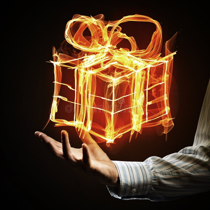 Fire gift box stock image. Image of touch, giftbox, holiday - 96499353