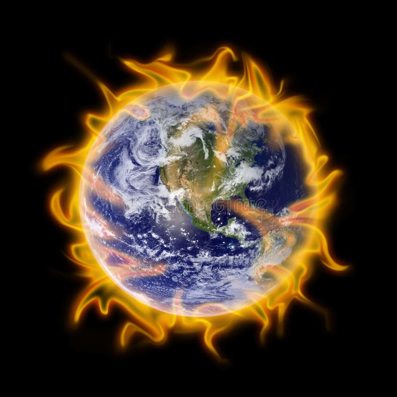 Fire Globe earth stock illustration. Illustration of flames - 7953567