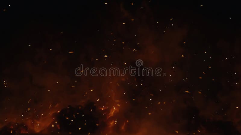 Fire Glowing Particles on Black Background Stock Illustration ...