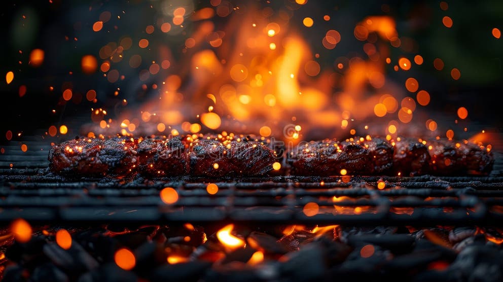 Fire Grid with Barbecue Grill - Empty Fire Grid on Black Background ...