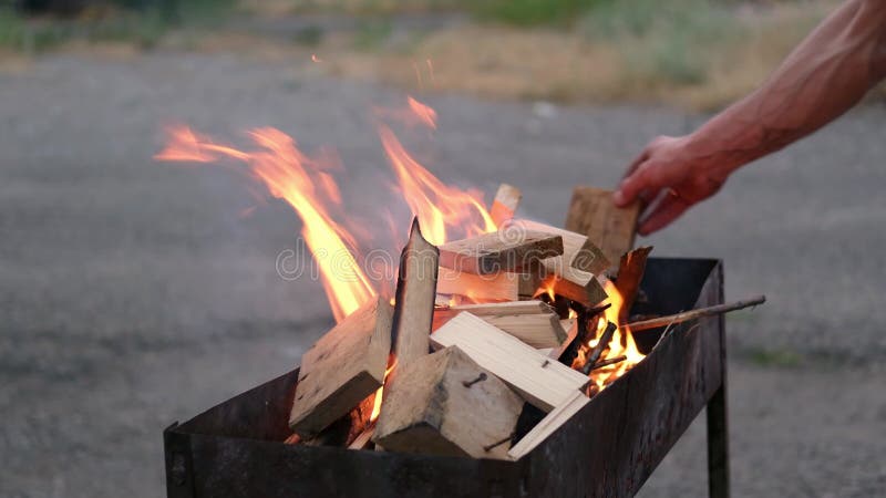 Fire in the grill close up stock footage. Video of flame - 324724308