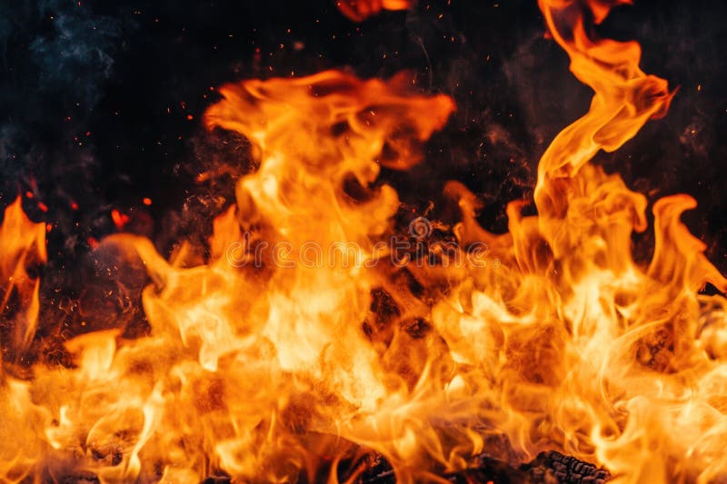 Fire on Grill Close-Up stock photo. Image of light, cooking - 380087260