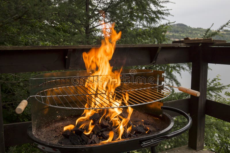 Fire on grill coal stock photo. Image of fireside, broil - 72994524